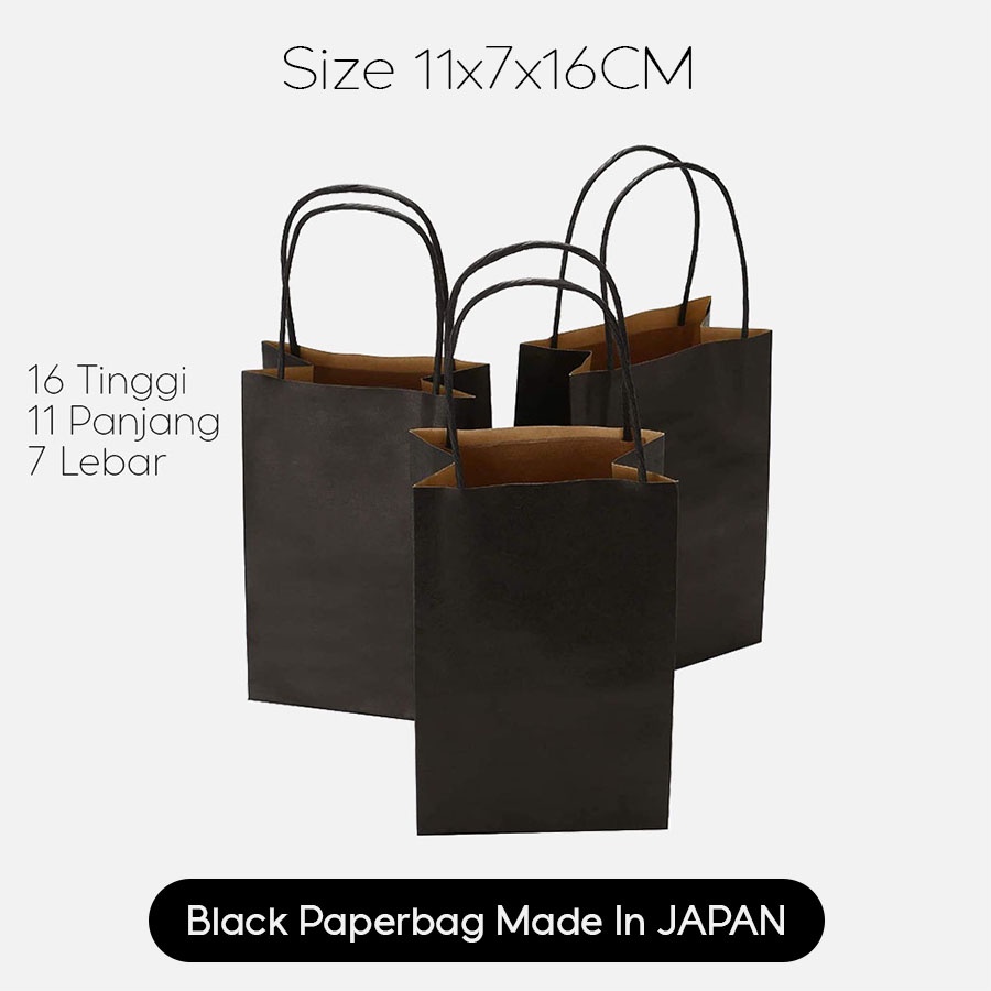 Jual (Tali Kertas) Paper Bag Polos Hitam Mini 11x7x16cm Papper Bag Tali ...