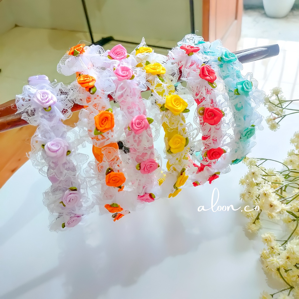 Jual Bando Korea Bahan Satin dan Renda Model Bunga – Bandana Aksesoris ...