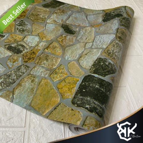 Jual Wallpaper Dinding Motif Batu Alam 45cm x 100cm Batu Alam Abu ...