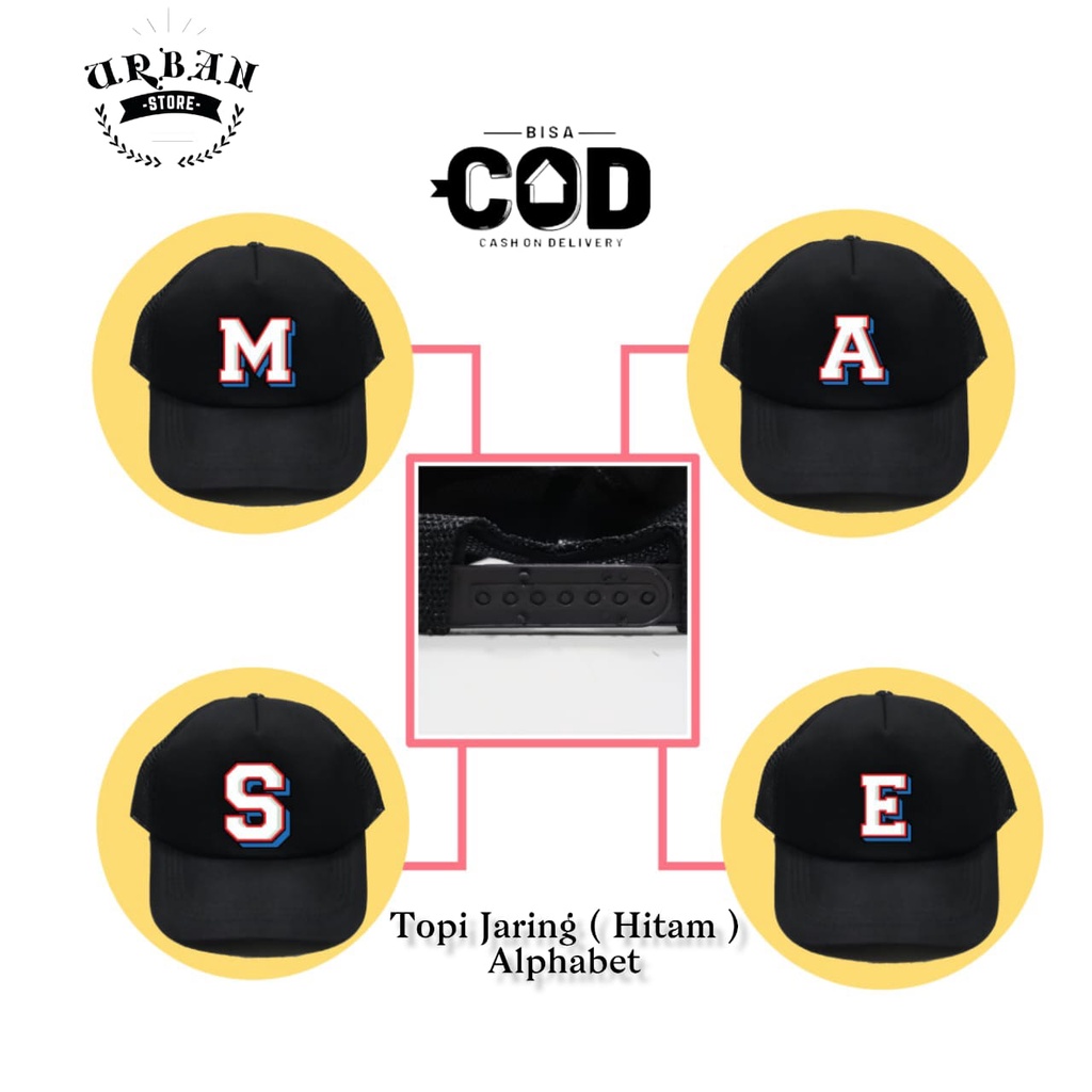 Jual Topi Jaring Inisial Huruf Alphabet / Premium | Shopee Indonesia
