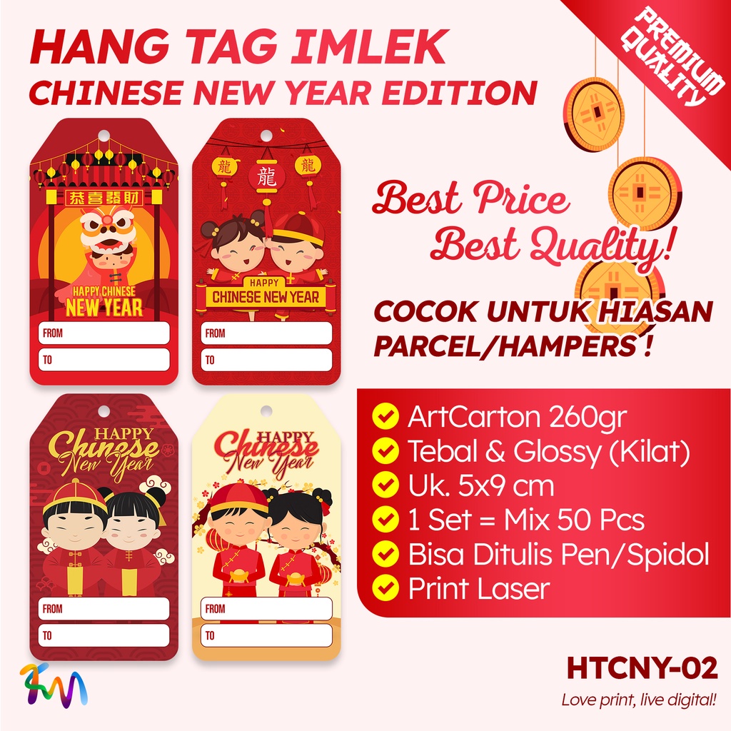 Jual Set Hang Tag Imlek | Custom Chinese New Year Hang Tag for Hampers | HTCNY-02 | Shopee Indonesia