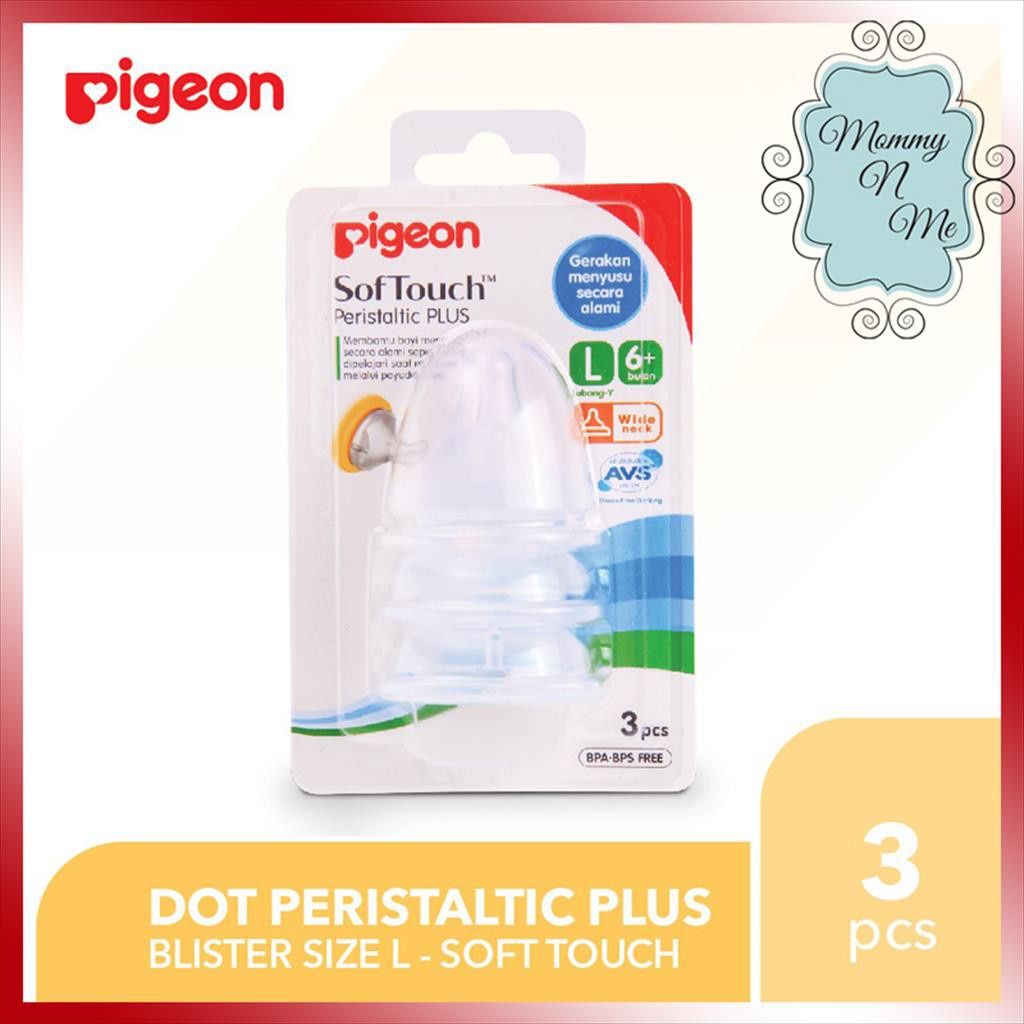 Jual mommynme pigeon soft touch peristaltic plus nipple 3pc blister l | Shopee Indonesia