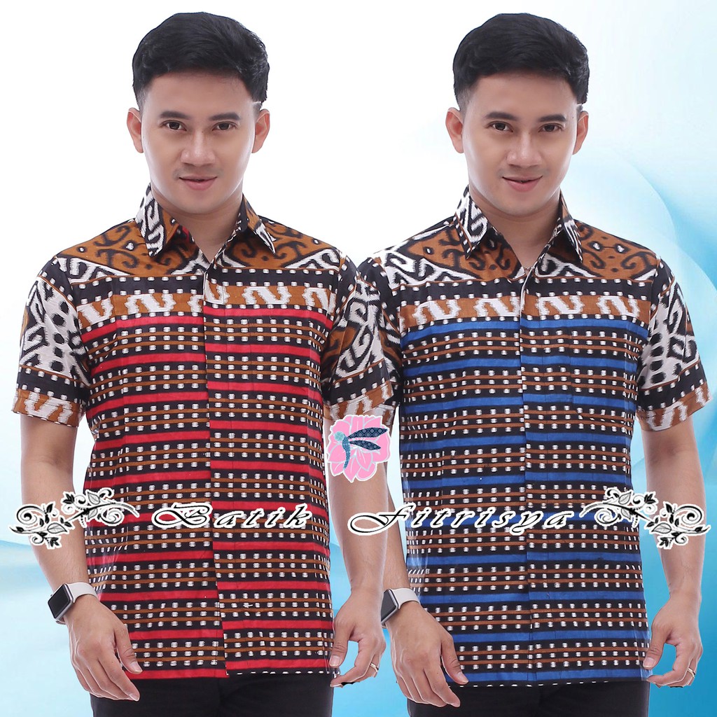 Jual HEM BATIK MOTIF SONGKET TENUN MACAN MERAH BIRU BATIK PEKALONGAN ...