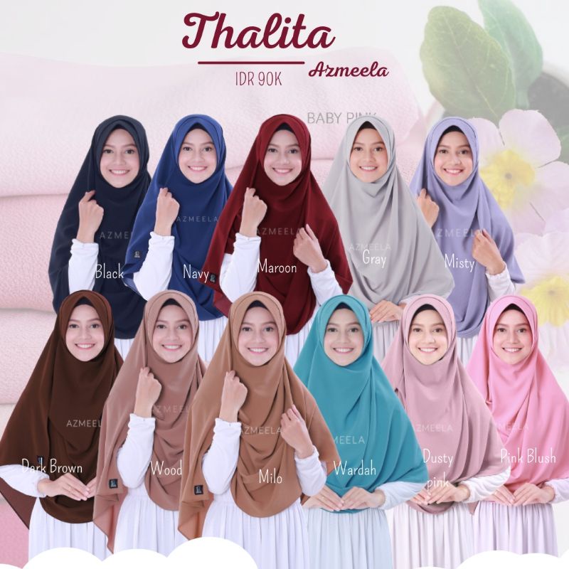 Jual AZMEELA Thalita pasmina instant pastan pashmina 2 lubang muka 2loop buble crepe hijab syar ...