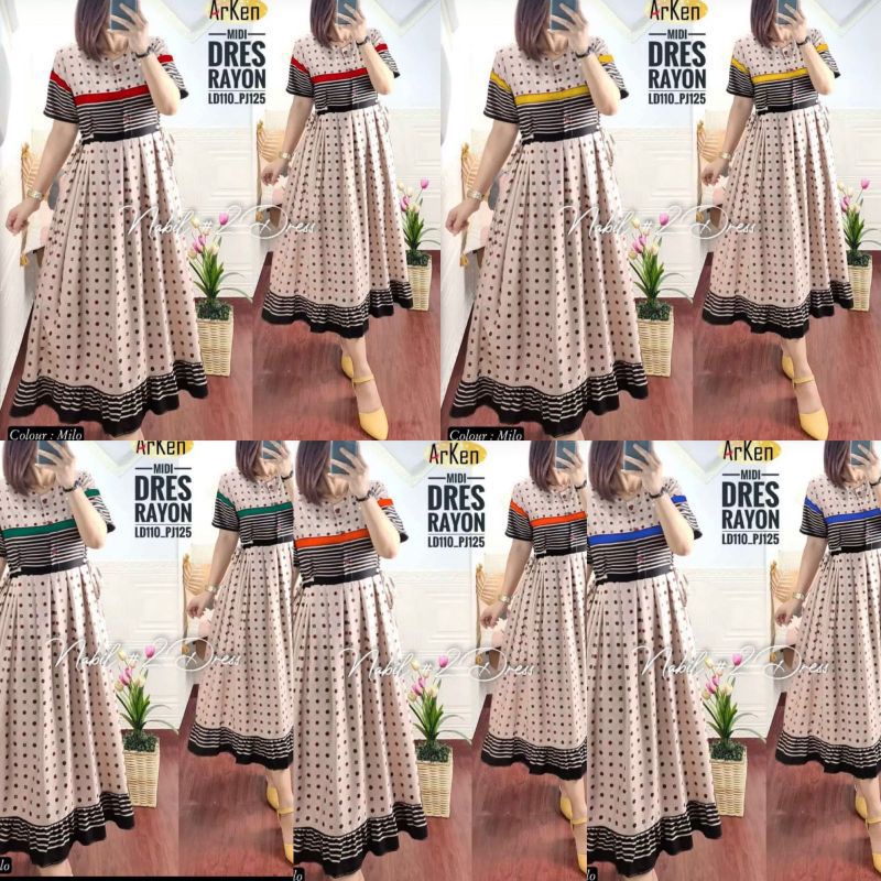 Jual MIDI DRESS CHIBI RAYON MOTIF TERBARU KEKENIAN 2022 | Shopee Indonesia