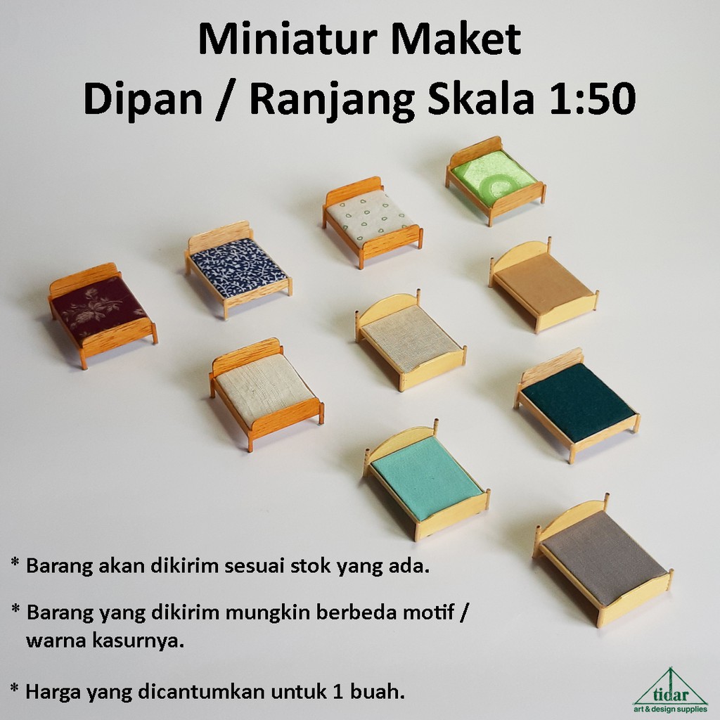 Jual MH - Miniatur Maket Dipan Kayu Skala 1:50 - Ranjang - Tempat Tidur Double | Shopee Indonesia