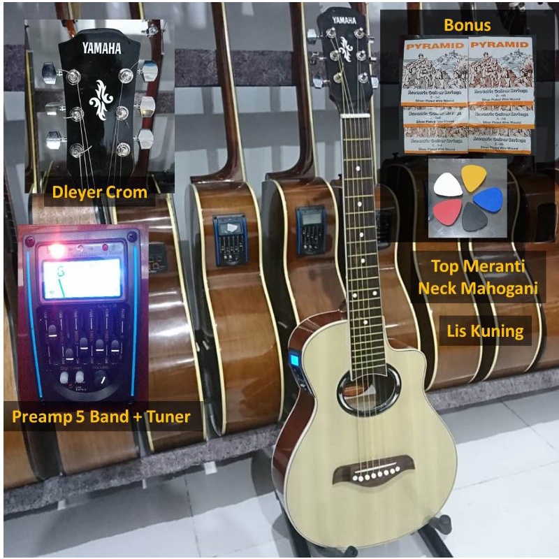 Jual Gitar akustik dan akustik elektrik ukuran 3/4 preamp 7545 LCD lc-5 ...