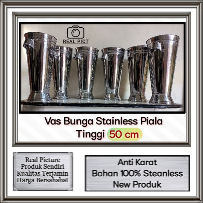 Jual Vas Bunga Piala / Pot Bunga Stainless ( Tinggi 50 cm ) | Shopee ...