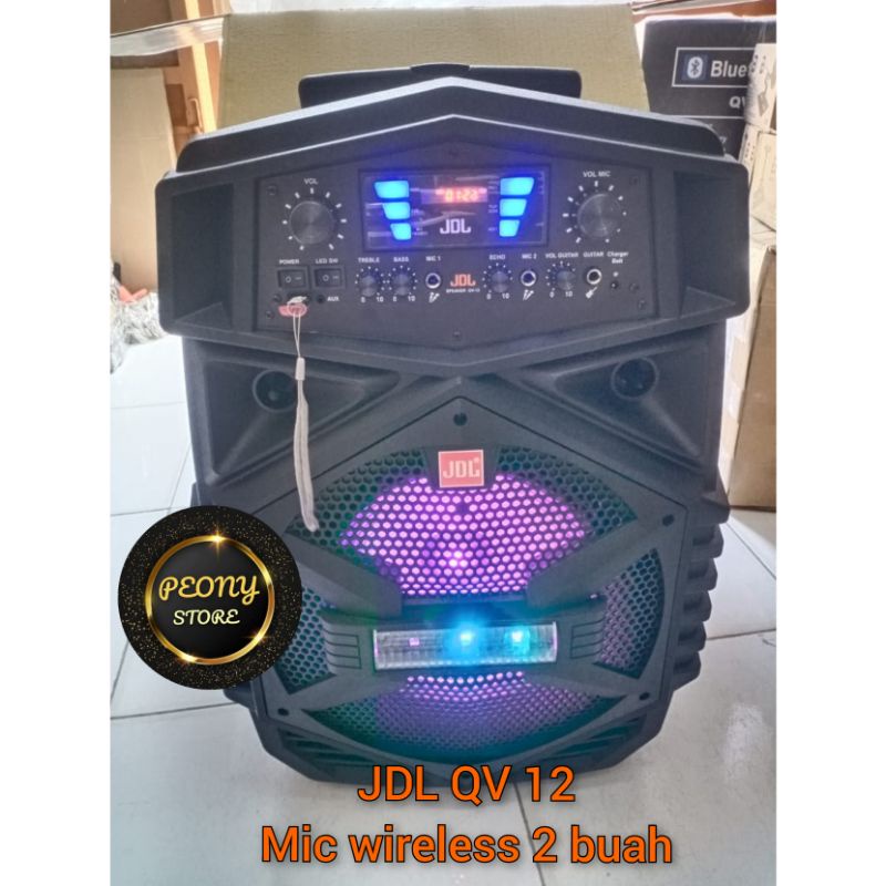 Jual SPEAKER PORTABLE JDL QV12 / JDL QV 12 USB BLUETOOTH MIC WIRELESS 2 BUAH | Shopee Indonesia
