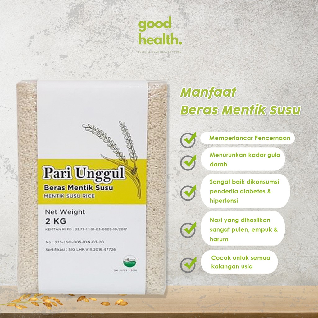 Jual Beras Organic Mentik Susu 2 Kg by Pari Unggul | Shopee Indonesia