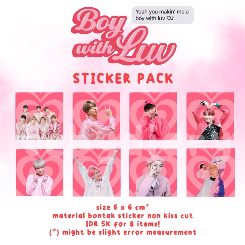 Jual BTS BOY WITH LUV STICKER PACK for deco, freebies, etc. taehyung jungkook jimin suga rm jin ...