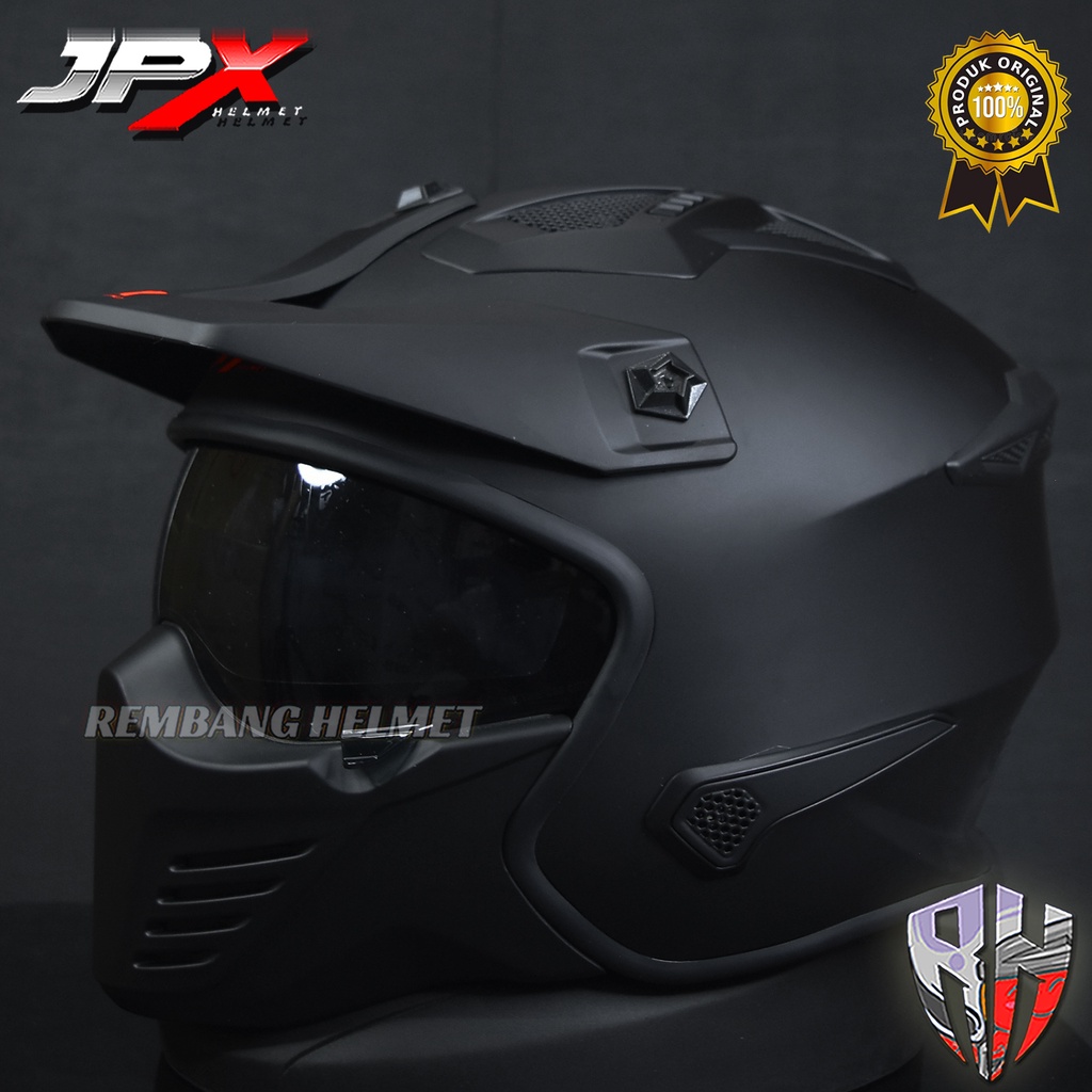 Jual HELM JPX MX 726 R SOLID BLACK DOFF ORIGINAL, HELM MODULAR KEREN TERBARU, JPX HELMET ...
