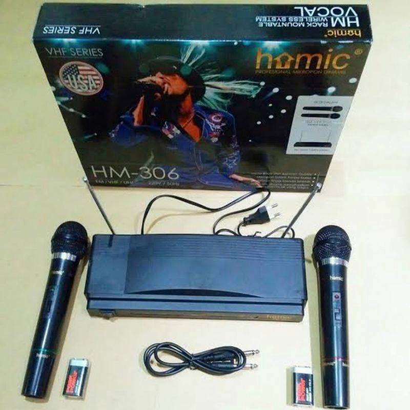 Jual HOMIC 306 DOUBLE MIC wireless isi dua | Shopee Indonesia