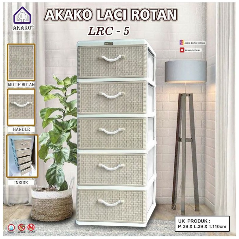 Jual AKAKO - Lemari Sliding/ Laci Motif Rotan Susun 5 | Shopee Indonesia
