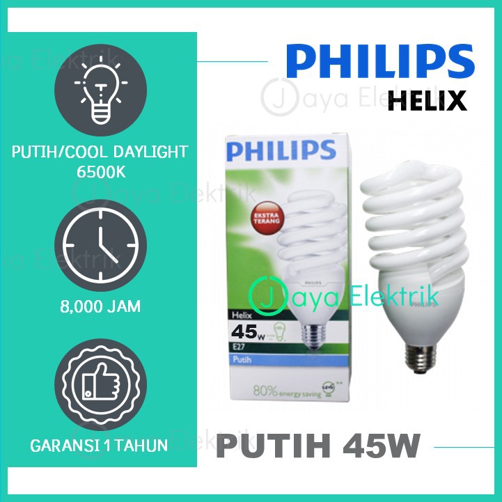 Jual Lampu Philips Helix 45W 45 Watt Putih E27 - Lampu Spiral Tornado 45 W 45Watt Hemat Energi ...