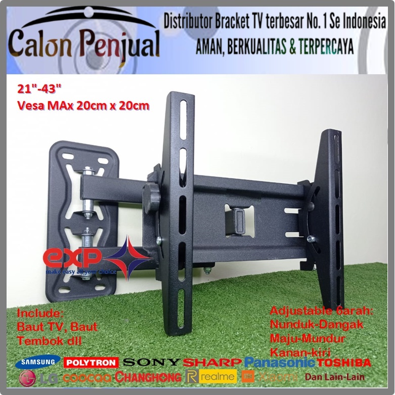 Jual Bracket TV AQUA 14 s/d 43 inch 6 ARAH FULL BESI SUPER KOKOH ...