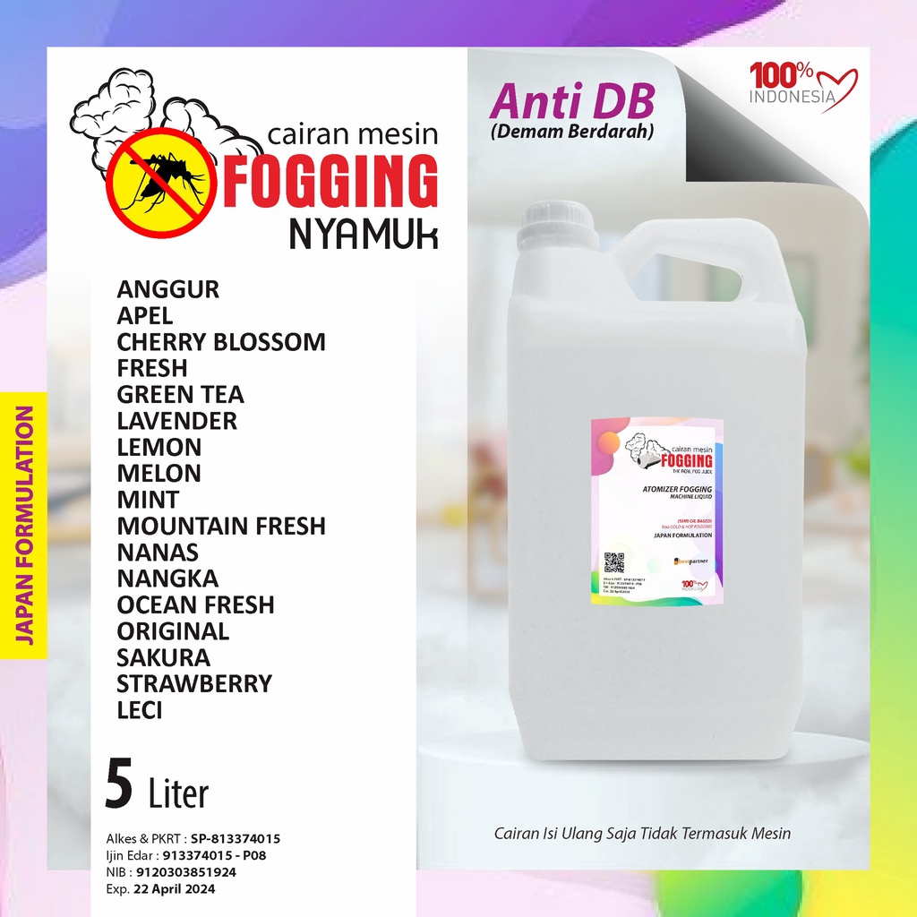 Jual Cairan fogging Anti Nyamuk, Hama DBD 5 liter Jerigen / Cairan Pembersih Anti Nyamuk Aroma ...