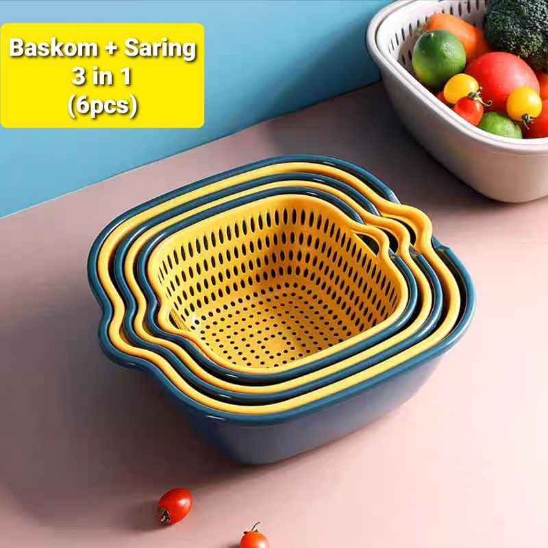 Jual Wadah + Tiris Baskom Buah Sayur 6 in 1 Multifungsi 6in1 | Shopee ...