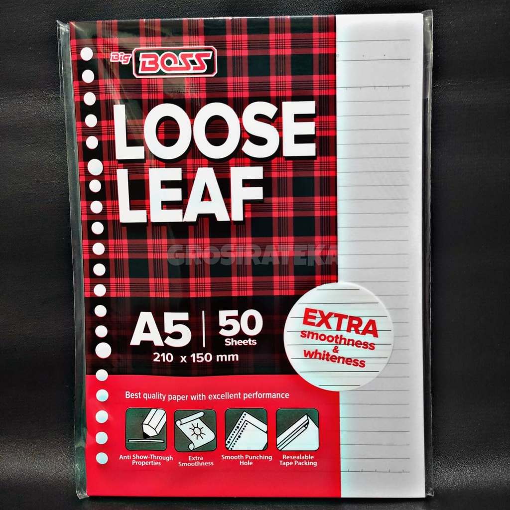 Jual KERTAS REFILL, ISI BINDER, LOOSE LEAF BBO LL 50 A5 BIG BOSS POLOS/GARIS | Shopee Indonesia