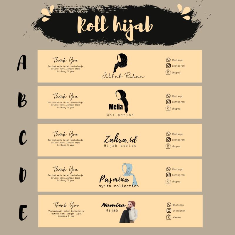 Jual Roll label hijab custom Roll Label souvenir | Shopee Indonesia