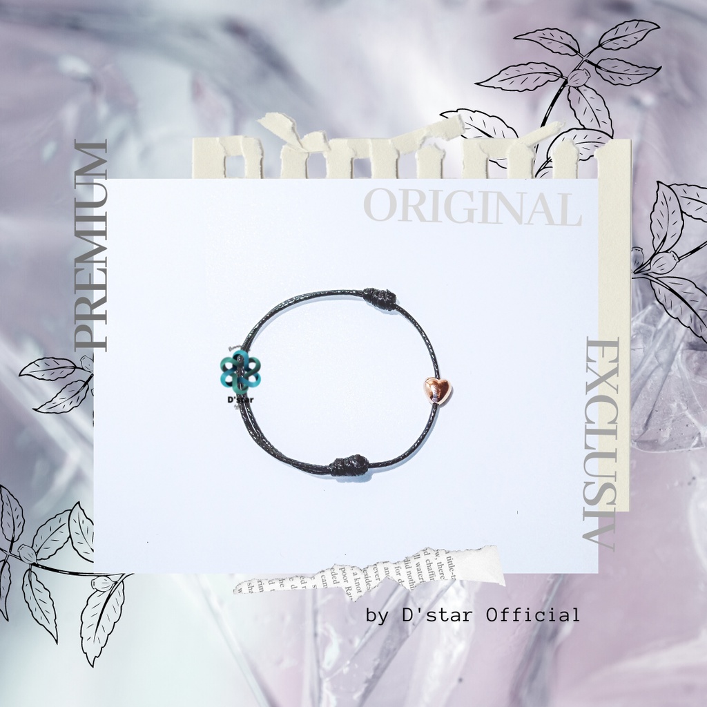 Jual gelang love gold / gelang tali hitam / gelang korea / gelang ...