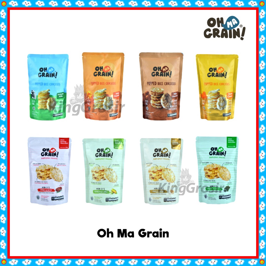 Jual Oh Ma Grain Popped Rice Crackers / Camilan Crackers Sehat Beras ...
