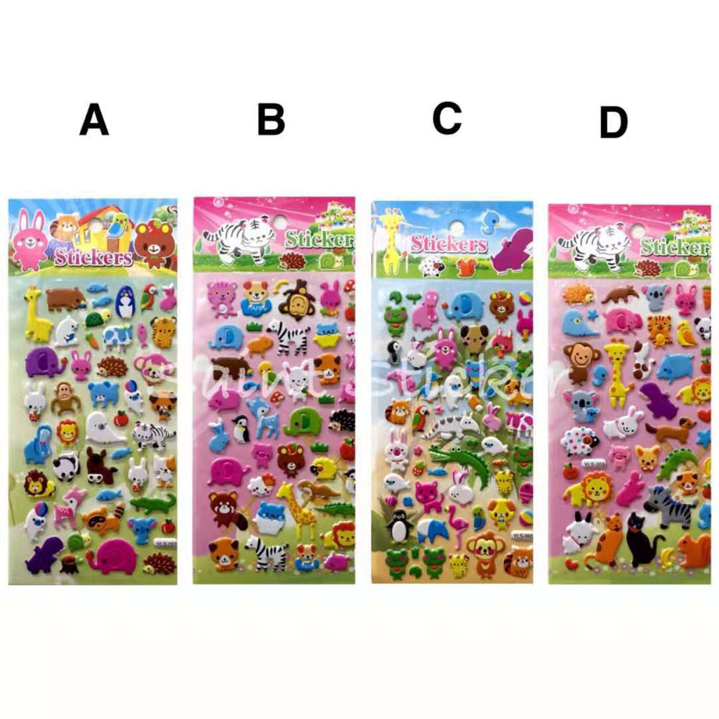 Jual Sticker Timbul Gambar Tempel Stiker Anak Karakter Hewan Kebun ...