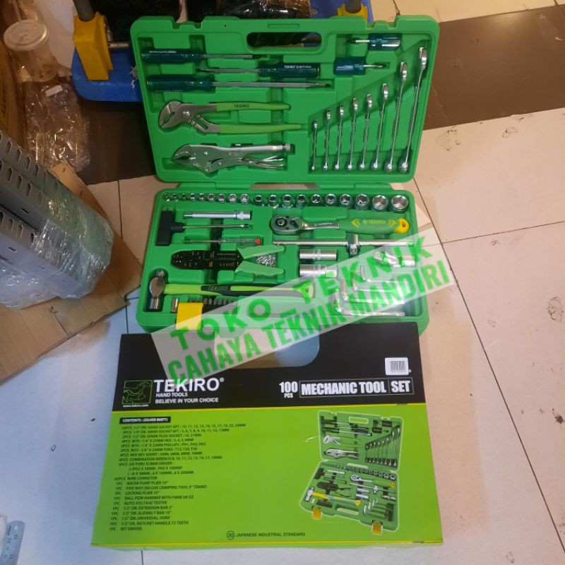 Jual perkakas kunci set 100 pcs TEKIRO mechanic tools set box plastik | Shopee Indonesia