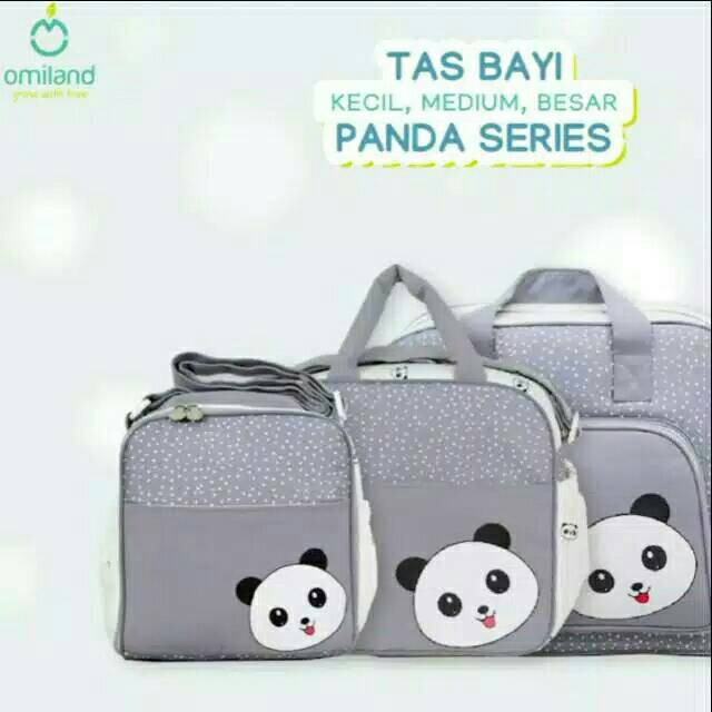 Jual OMILAND Tas Bayi Besar/ Medium/ Kecil Panda Series Abu Saku Print ...