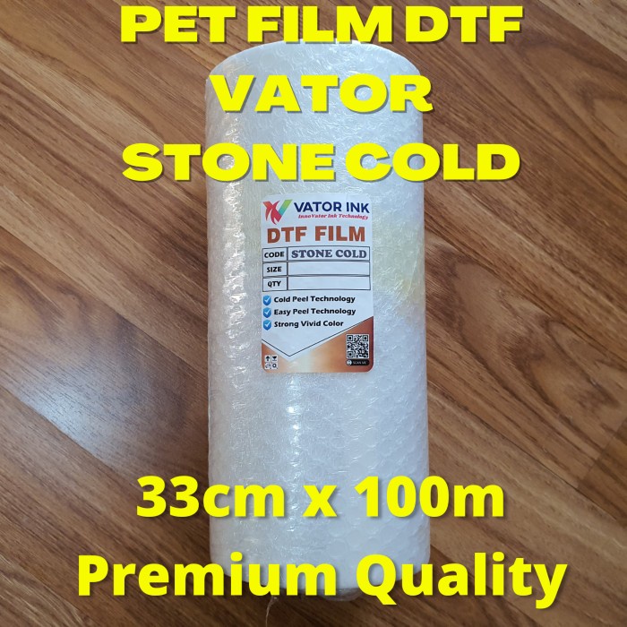 Jual Pet Film Dtf Vator Stone Cold Roll 33Cm X 100M Sablon Dtf Tinta Dtf | Shopee Indonesia