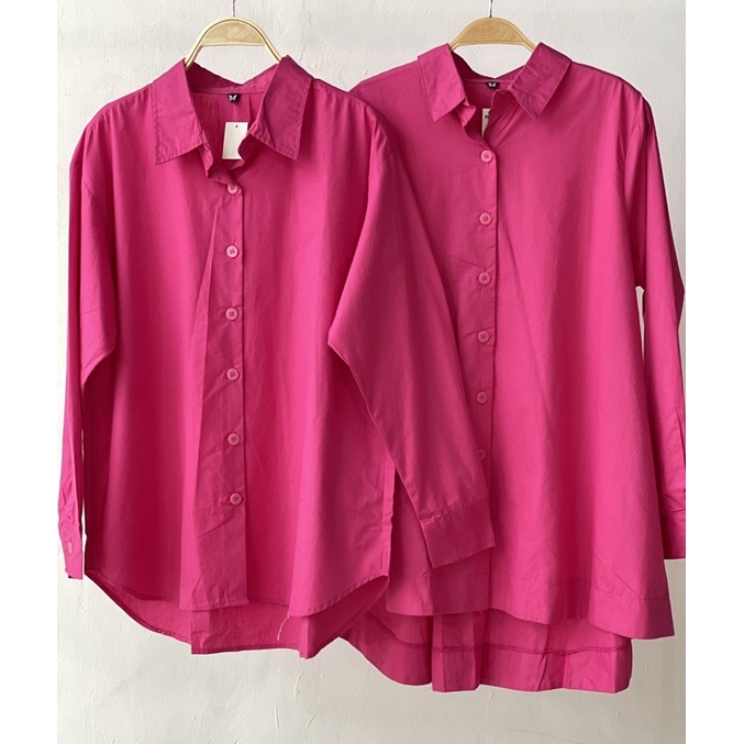 Jual kemeja katun poplin katun/cotton basic shirt fuschia fanta ...