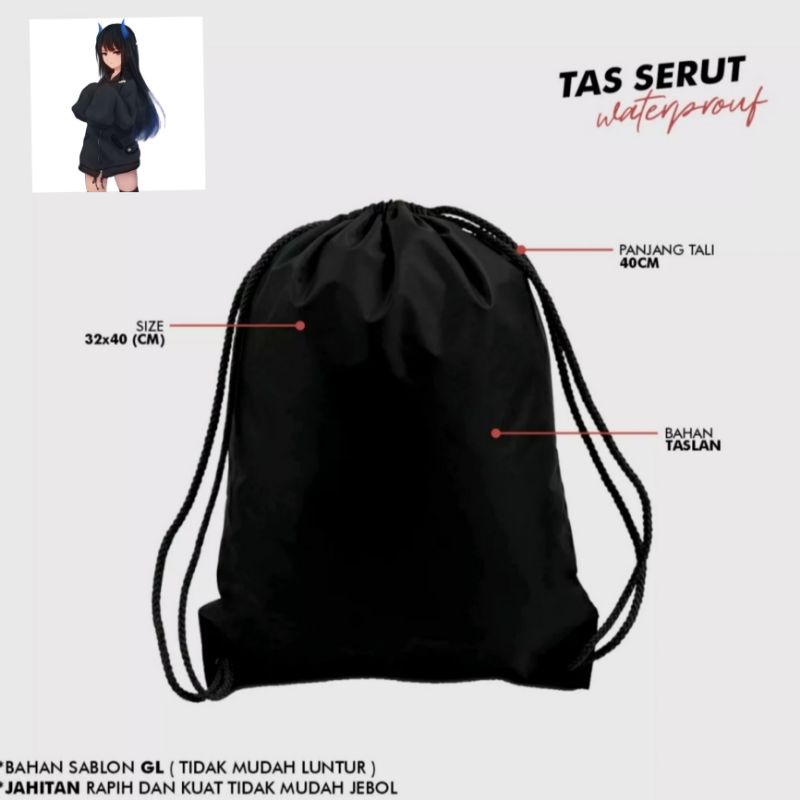 Jual Tas Serut Anti Air POLOS - Tas Serut Waterprof Pria Dan Wanita Tas Olahraga - Bisa COD ...
