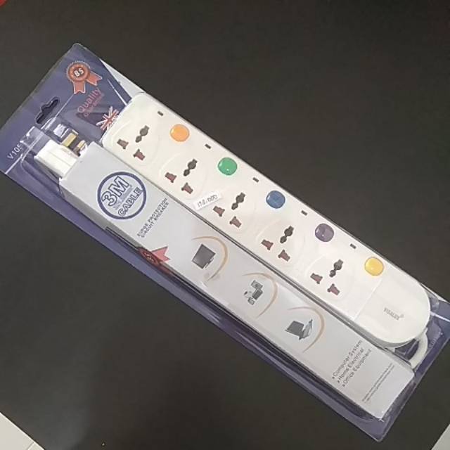 Jual V105E Visalux Kabel Extension 5 port 3 M Max 13A 250V 3250W ...