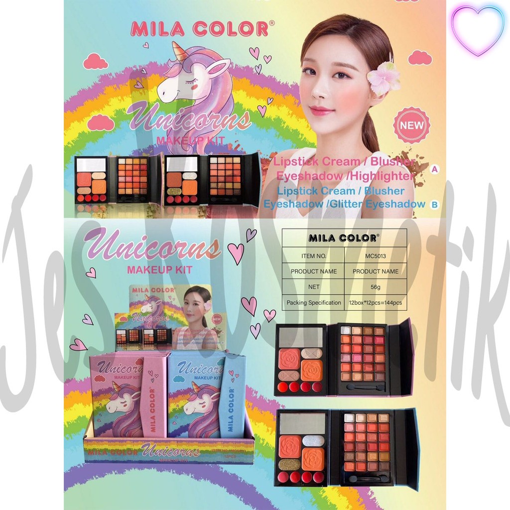 Jual Mila Color Buku Eyeshadow Pallete Blusher Glitter Lipstik Cream ...
