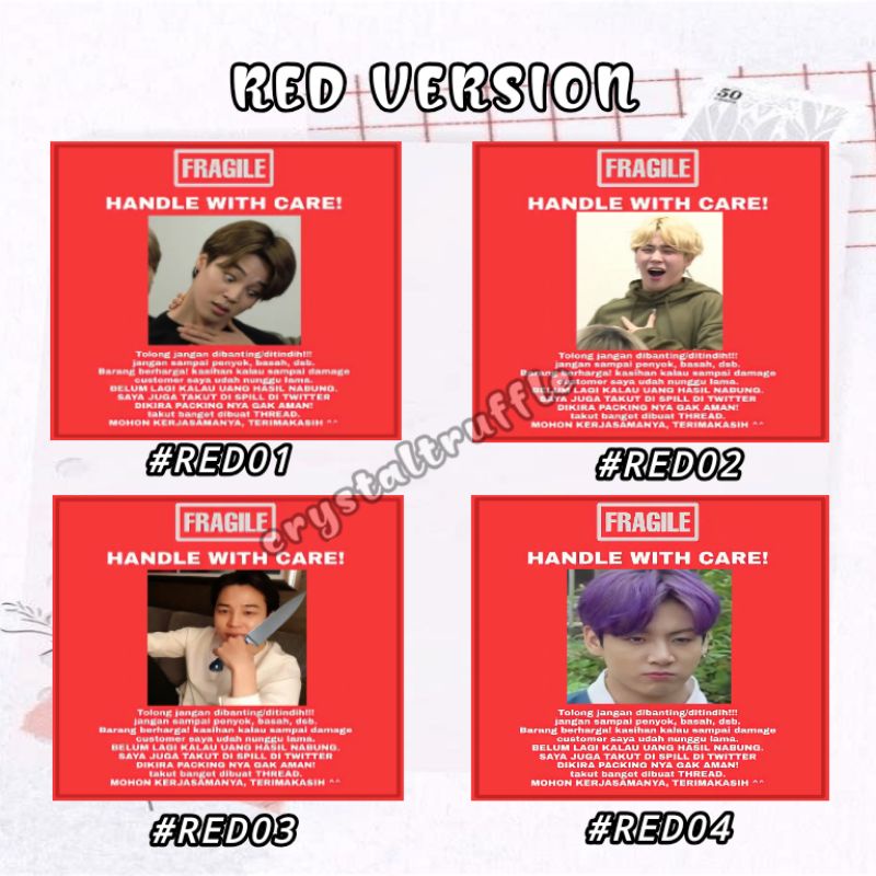 Jual CETAK STIKER FRAGILE KPOP BTS | STIKER JANGAN DIBANTING | FRAGILE ...