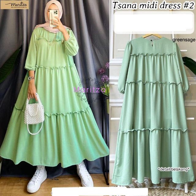 Jual Aska.fashion -Tsana Midi Dress Full Rempel Dress LongTunik Rempel ...
