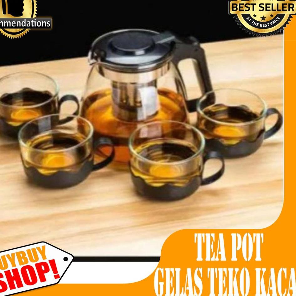 Jual Ready stock Teapot teko teh tea pot gelas teko kaca+ saringan 5 in ...