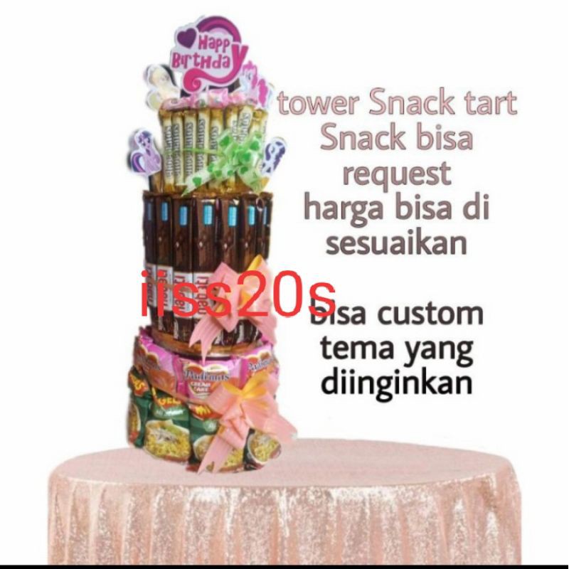 Jual Snack tart/Snack tart isi uang/Snack/Tart*Tower Snack/Kue ultah isi uang/Kue Ultah/ Snack 3 ...