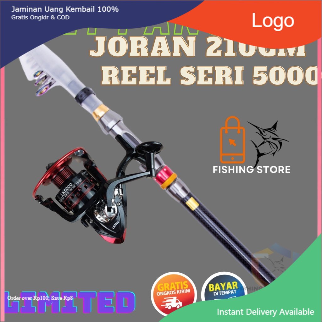Jual Set Pancing Pantai Pinggir Laut Joran Carbon 210CM Dan Reel Seri ...