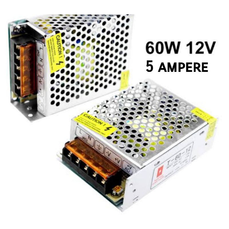 Jual Power supply adaptor switching 12V 5A murni adaptor led strip 5 ampere 12 volt original ...