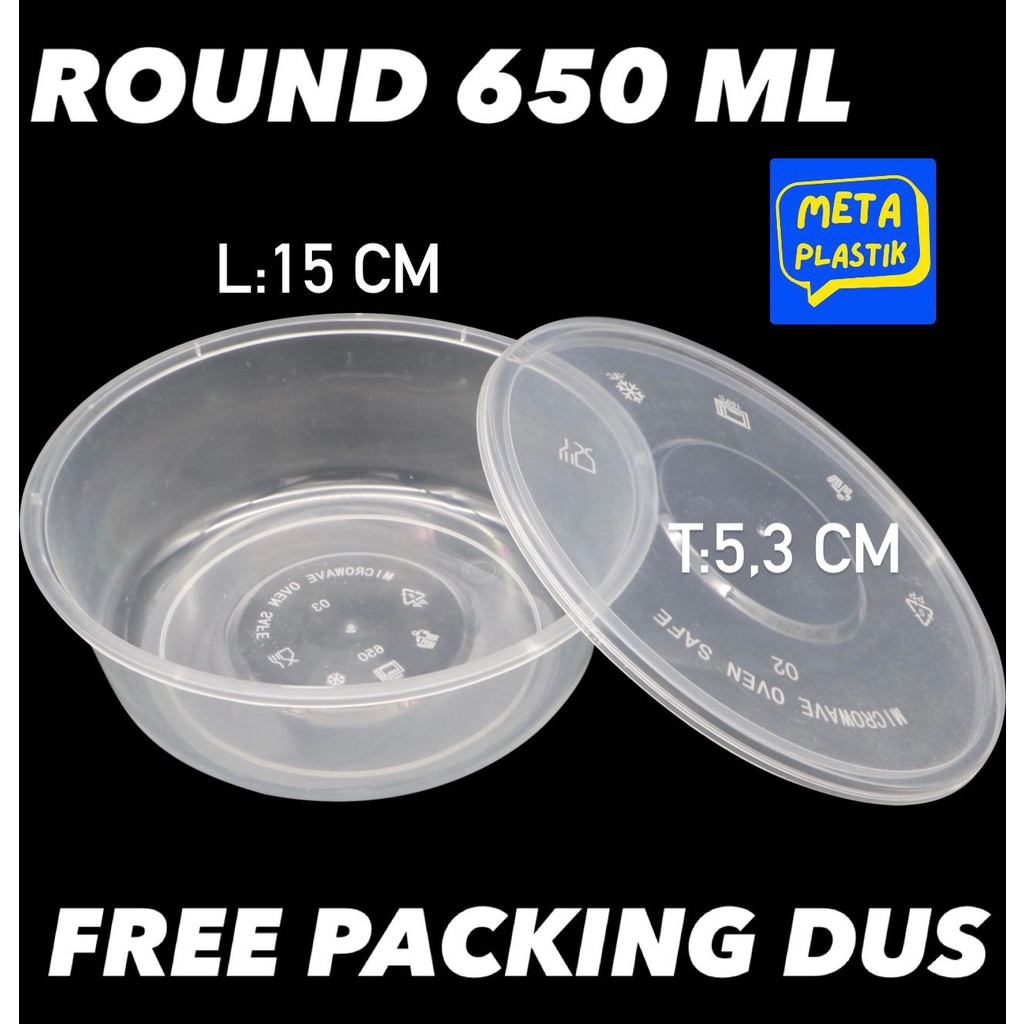 Jual 25 Pcs Thinwall Round 650 Ml Kotak Plastik 650ml Kotak Makan