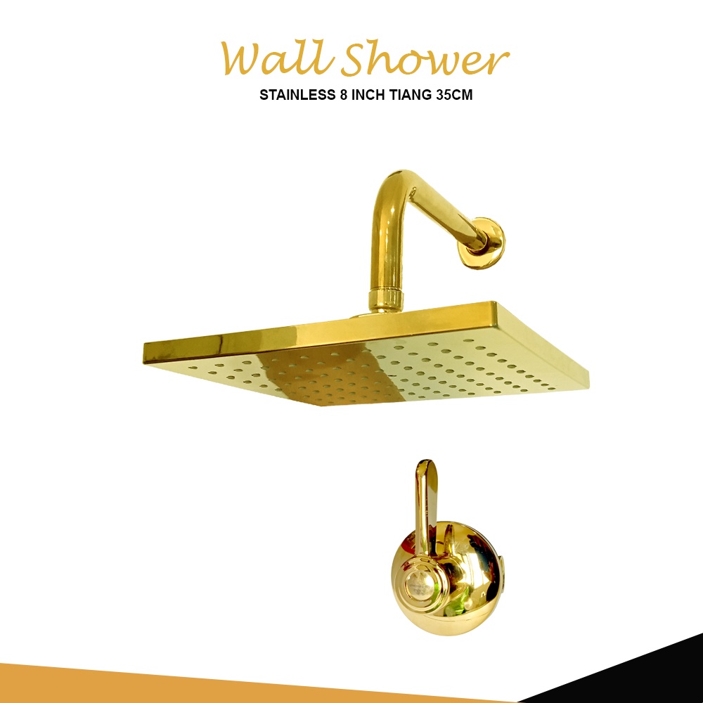 Jual Wall Shower Set Gold Stainless Shower Dinding Paket Kran Tanam ...