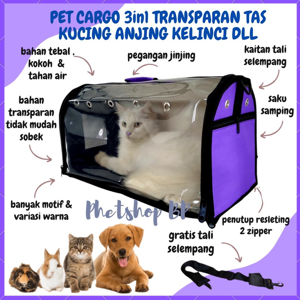 Jual PET CARGO CARRIER 3in1 TRANSPARAN TAS KUCING ANJING KELINCI ...