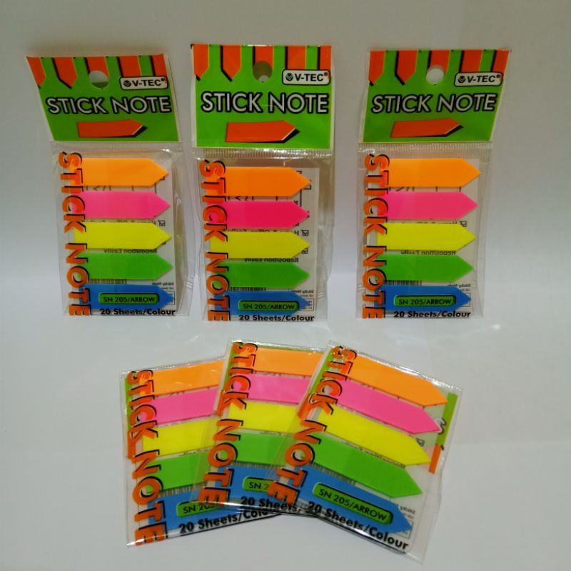 Jual STICK NOTE SATU PAD ( 5 WARNA X 20 LEMBAR ) PEMBATAS KERTAS ...