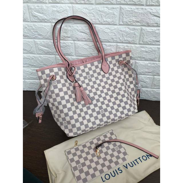 Jual LV NEVERFULL AZUR LIST PINK (ADA NO SERI) | Shopee Indonesia