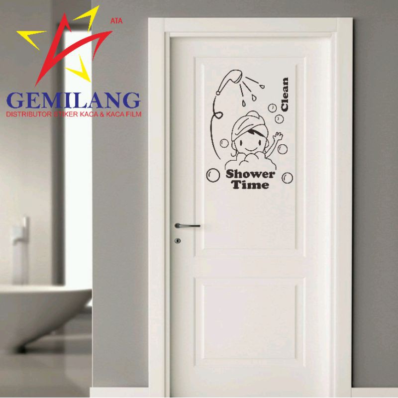 Jual STIKER KACA KAMAR MANDI STIKER PINTU SHOWER TIME | Shopee Indonesia