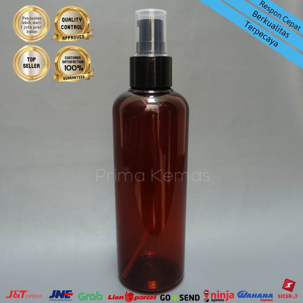 Jual Botol Pump Treatment 250 ml - botol kosmetik 250 ml - botol skincare Pet 250 ml Coklat Pump ...
