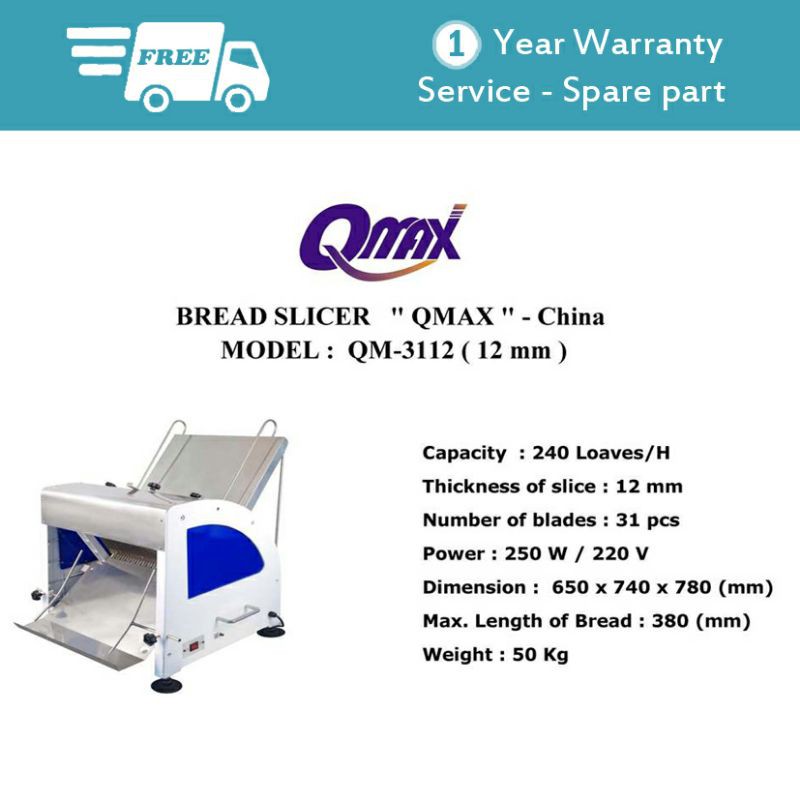 Jual Bread Slicer QMAX Model : QM 3112 ( 12 mm ) | Shopee Indonesia