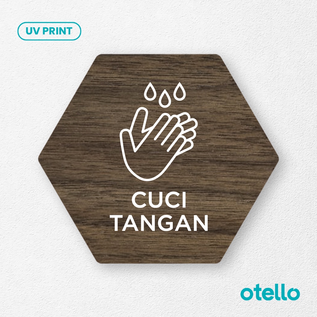 Jual Otello Signage Cuci Tangan Sign Board Kayu Print Tulisan Papan ...