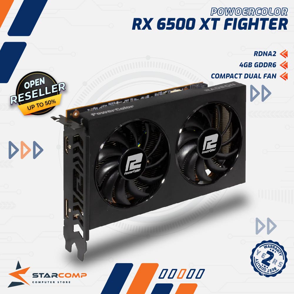 Jual POWERCOLOR RX 6500 XT 4GB DDR6 FIGHTER Radeon RX6500XT | Shopee ...